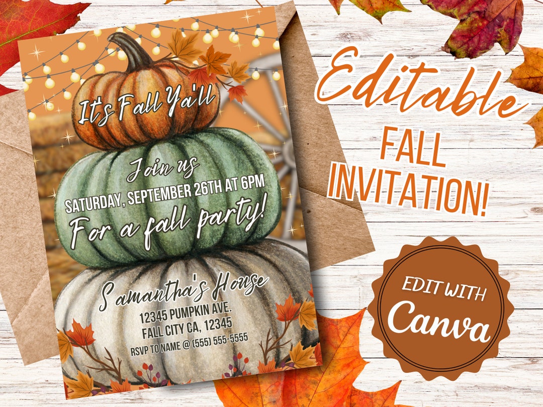 Editable Fall Pumpkin Party Invitation Template (digital Download) - Etsy