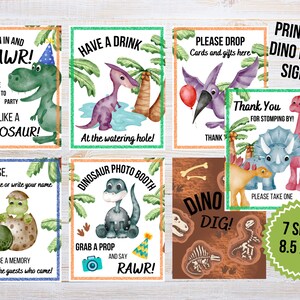 Dinosaur Party Signs, Printable Party Signs, Dinosaur Signs, Dinosaur ...