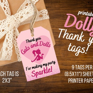 Dolly Thank You Tags, Dolly Party Gift Favors, Party Favors, Printable ...