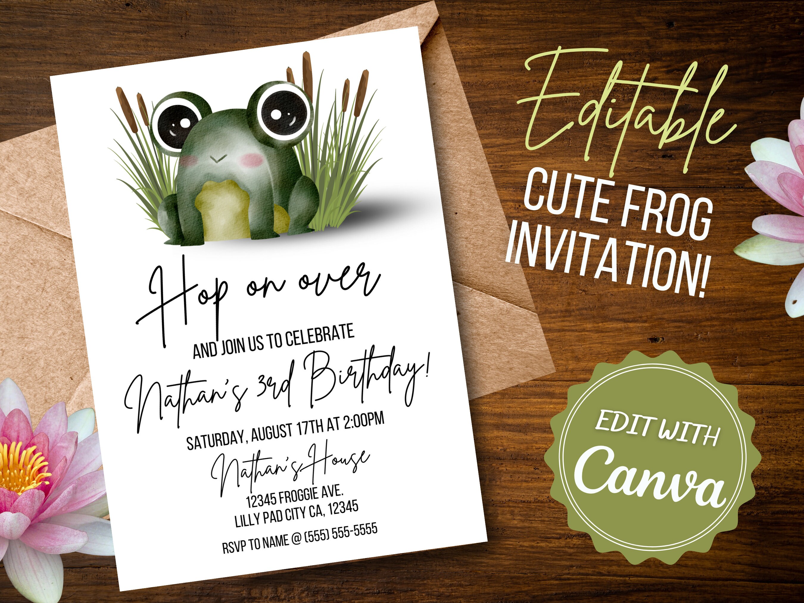 Cute Frog Invitation, Froggie Invite, Frog Birthday Invitation ...