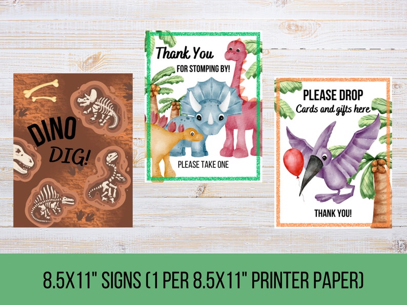 Dinosaur Party Signs, Printable Party Signs, Dinosaur Signs, Dinosaur ...
