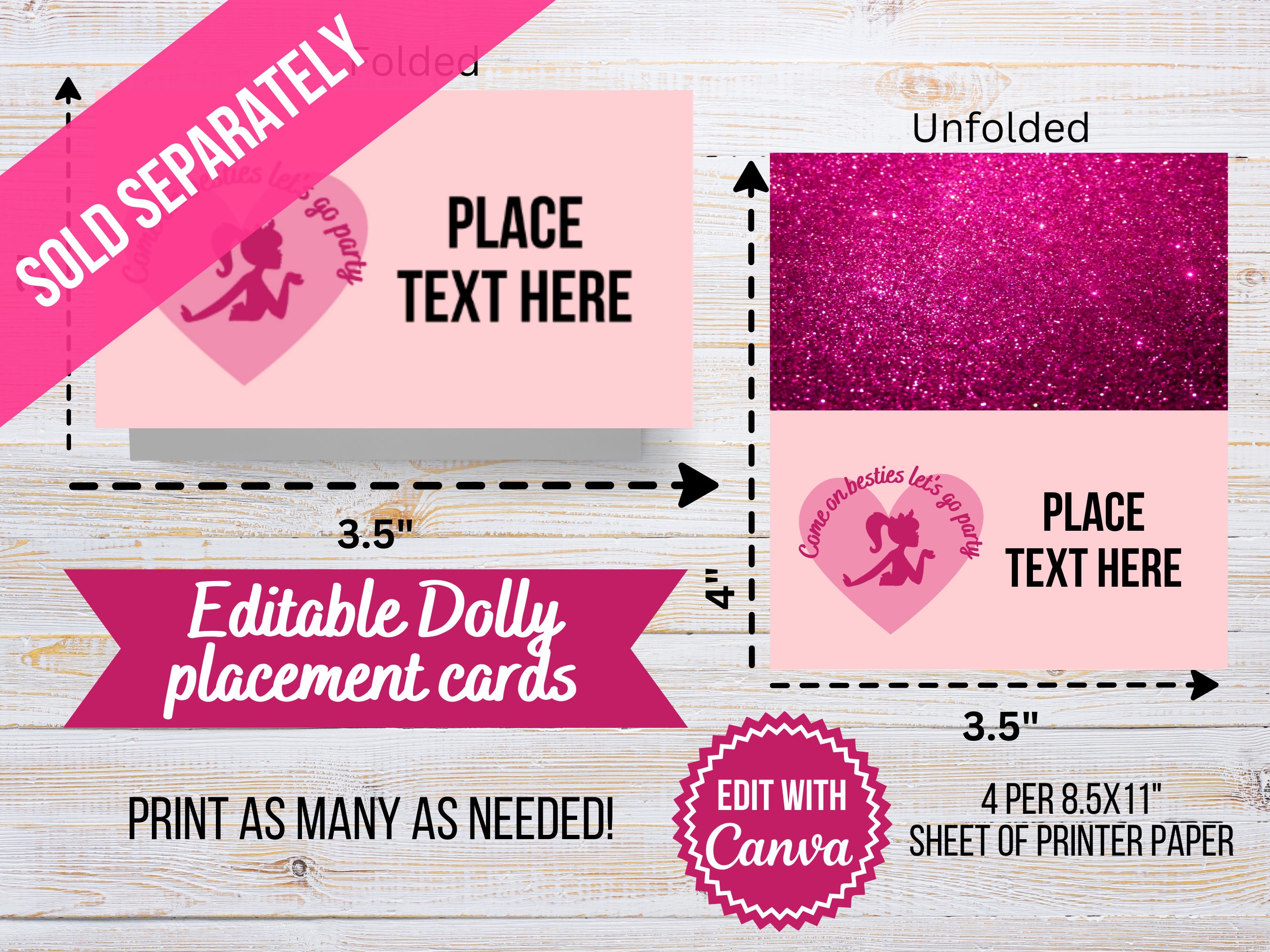 Pink Sparkly Dolly Birthday Invitation Template (editable Canva) - Etsy