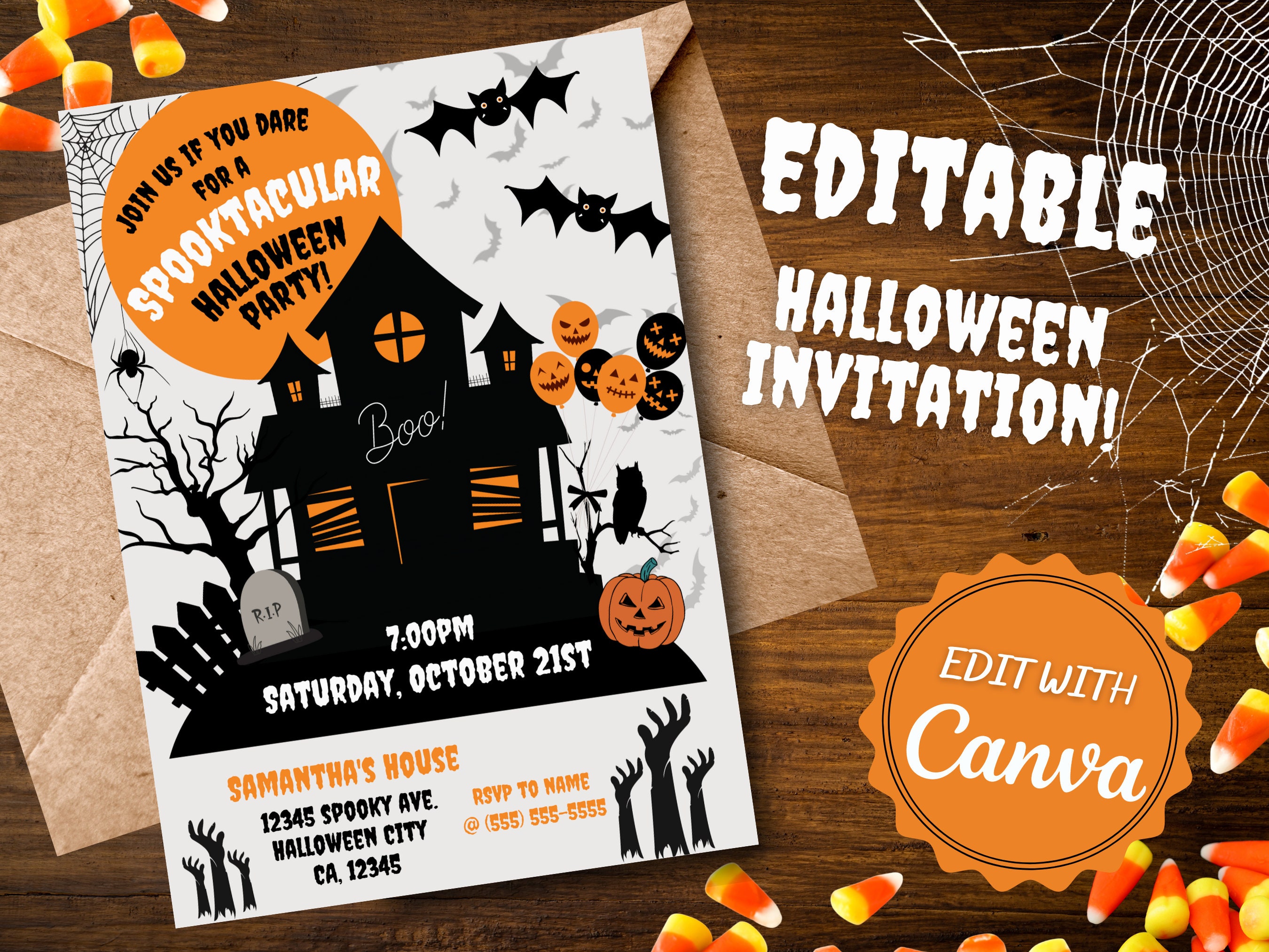 Halloween Haunted House Invitation, Spooky Mansion Invite, Spooktacular ...