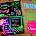 Neon Birthday Invitation, Summer Party, Neon Party, Neon Colors ...