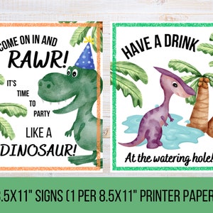 Dinosaur Party Signs, Printable Party Signs, Dinosaur Signs, Dinosaur ...