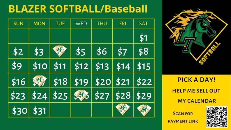 EDITABLE SOFTBALL Fundraiser, Pick a Date to Donate, Fundraiser ...