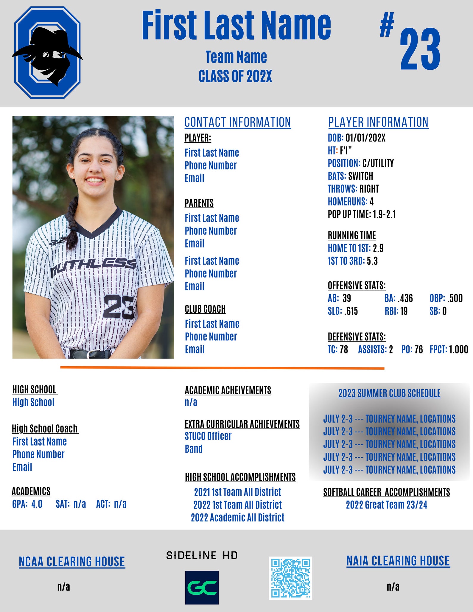 Travel Team Softball Roster Baseball Soccer Rugby College Recruiting ...