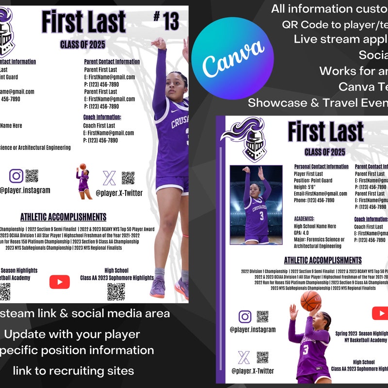 Basketball Player Profile Template - Etsy