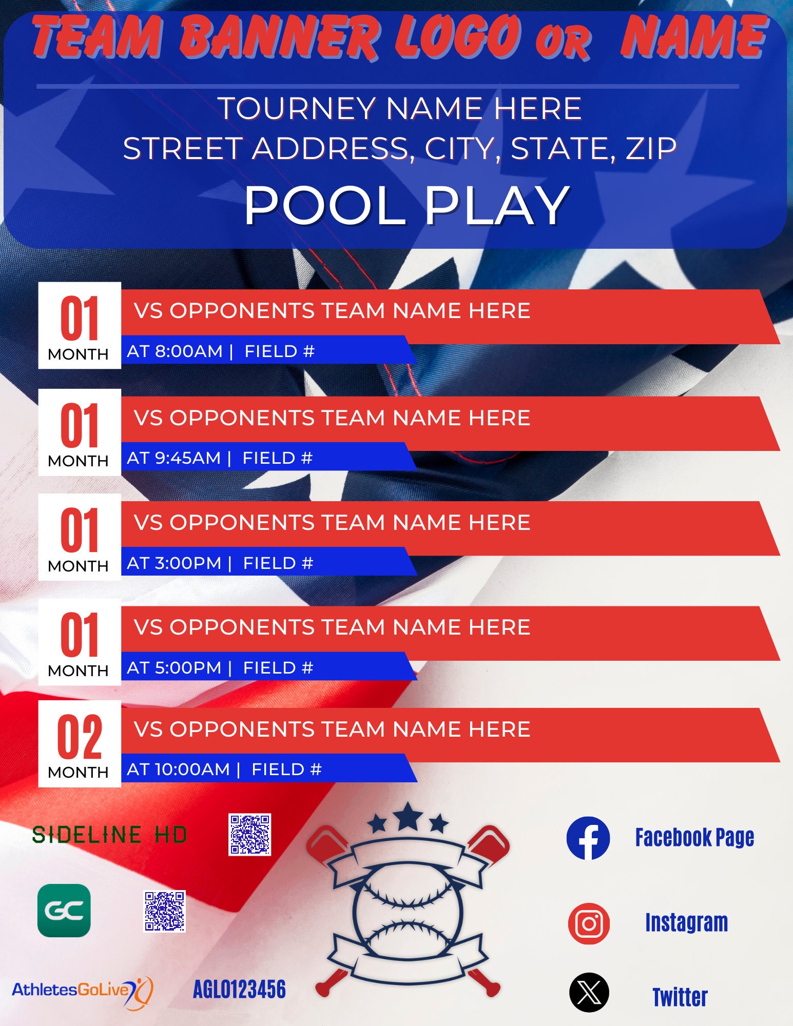 16 Player Travel Team Softball Roster College Recruiting Editable ...