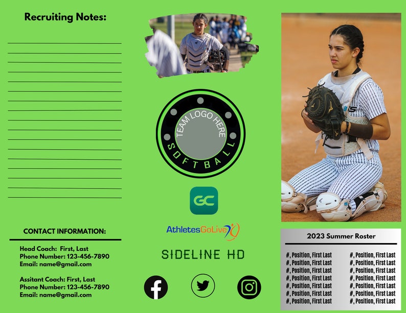 Brochure Roster Template | Travel Team Softball Roster College ...