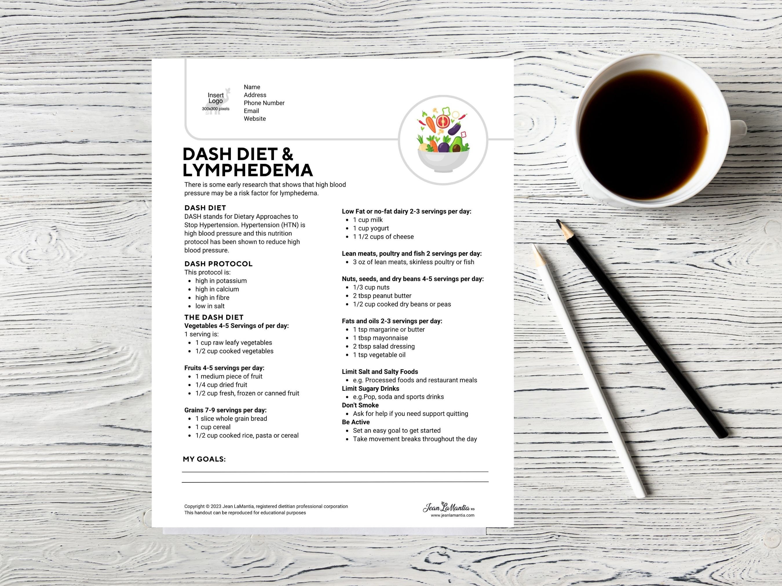DASH Diet for Lymphedema Teaching Tool Handout Grey and White - Etsy