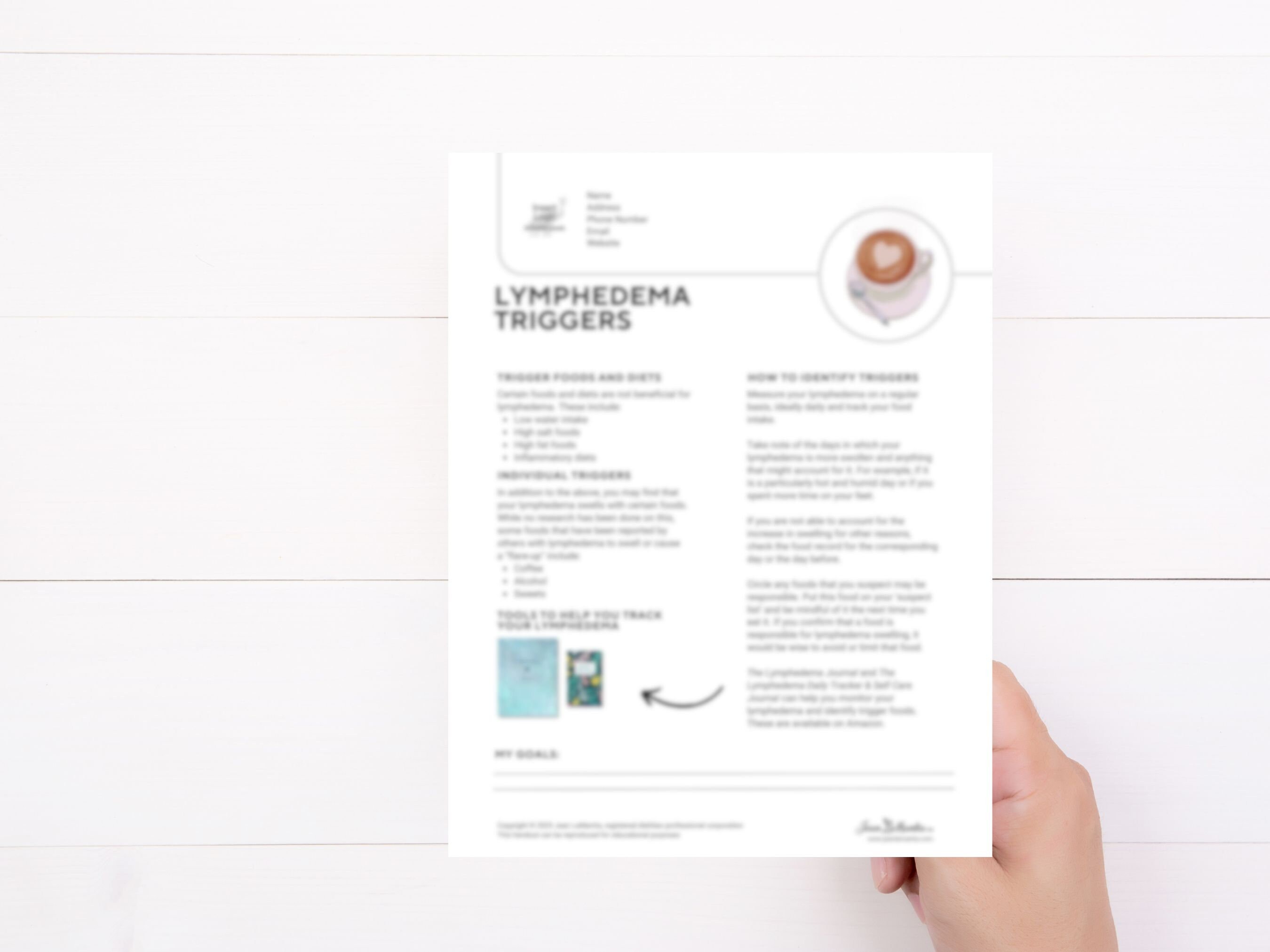 Lymphedema Triggers Teaching Tool Template Grey and White - Etsy