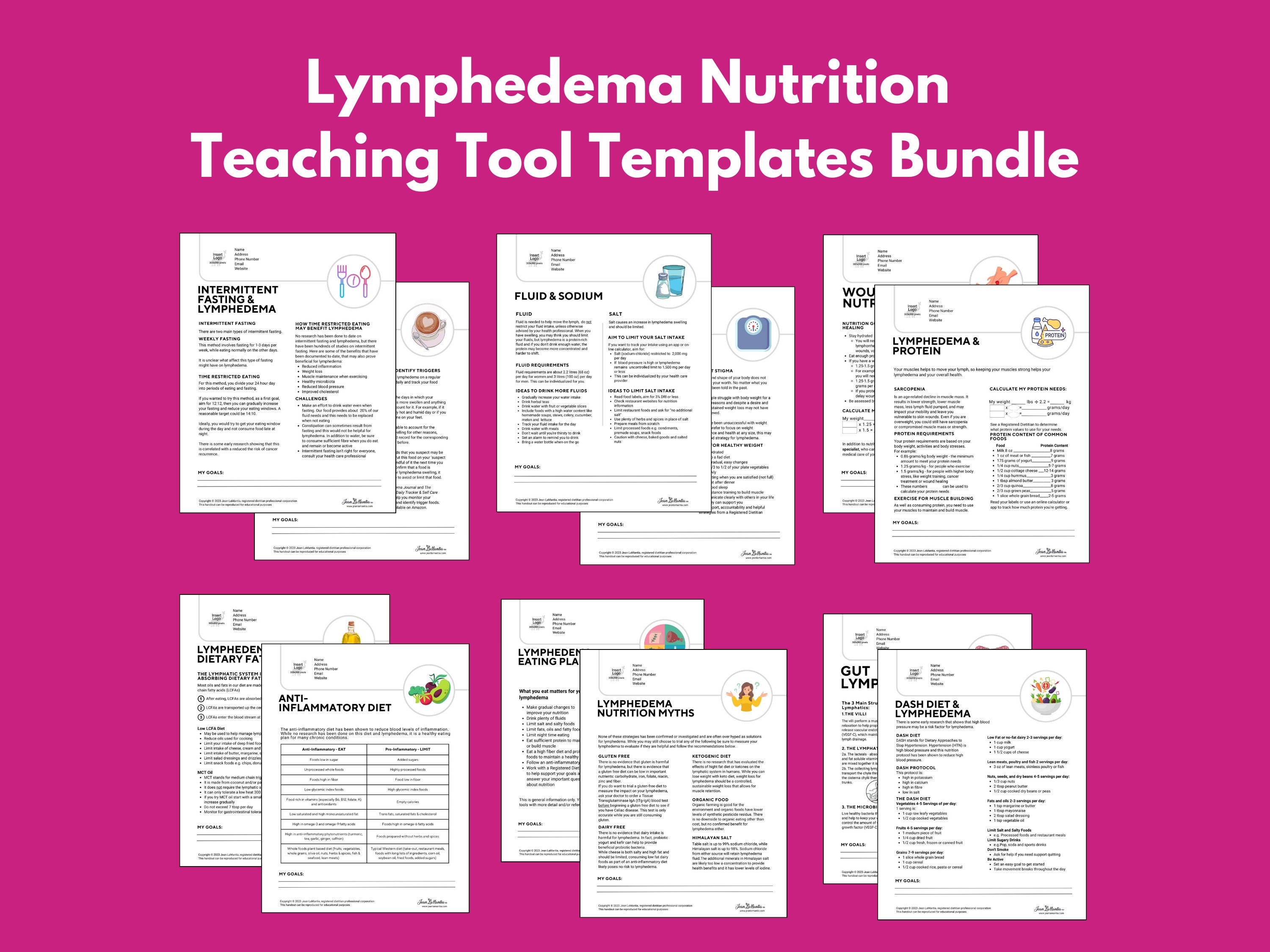 Nutrition for Lymphedema Teaching Tools Template BUNDLE Grey and White ...