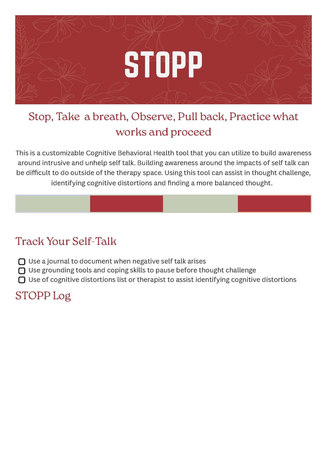 Worksheet Fillable Cognitive Behavioral Therapy Tool CBT - Etsy