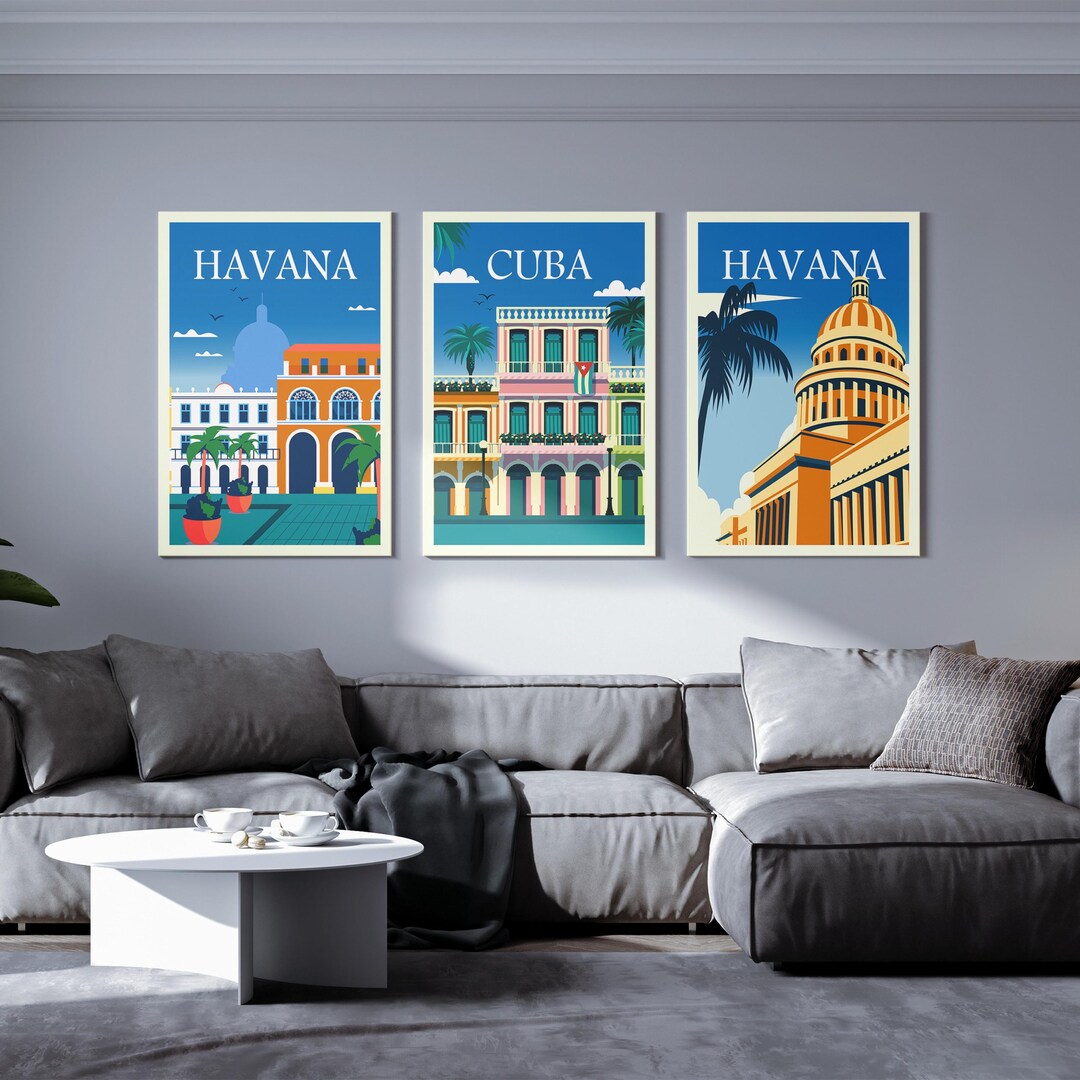 Cuba Beautiful Architecture Wall Art for Living Room & Office Decor ...