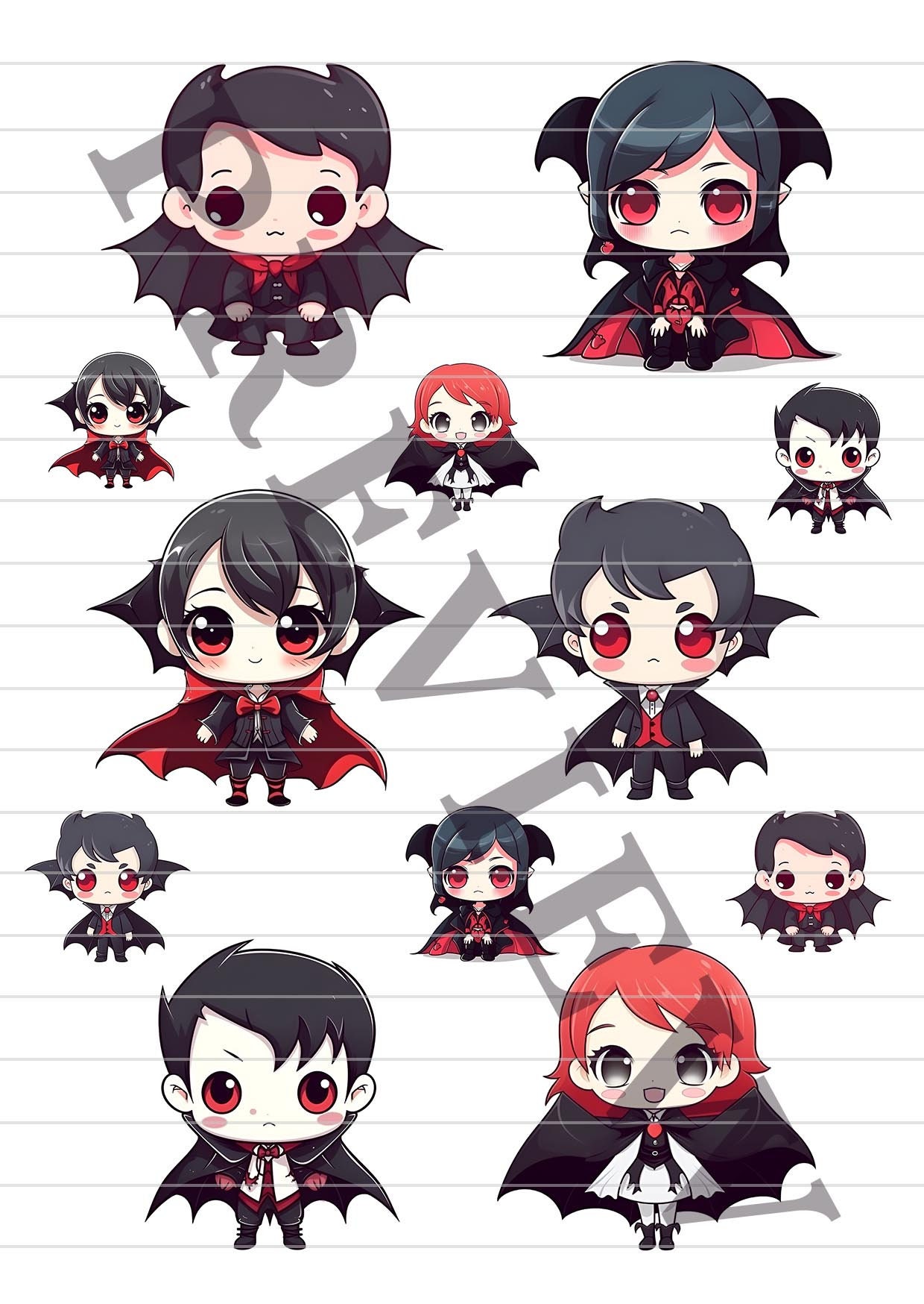 Cute Vampire Clipart / Stickers - Digital Instant Download - 6 Gothic ...