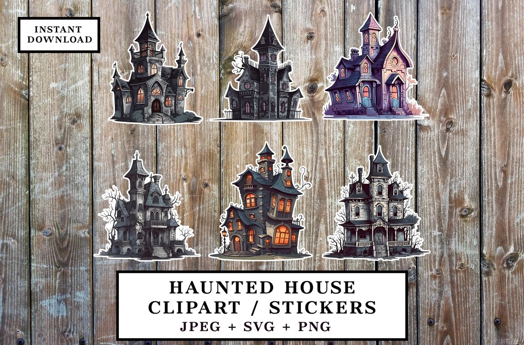 Haunted House Clipart / Stickers - Digital Instant Download - 6 ...