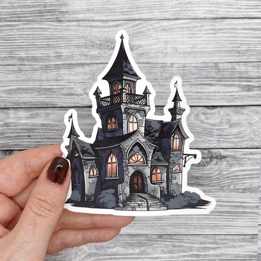 Haunted House Vinyl Sticker // Gothic Spooky Horror House Sticker ...