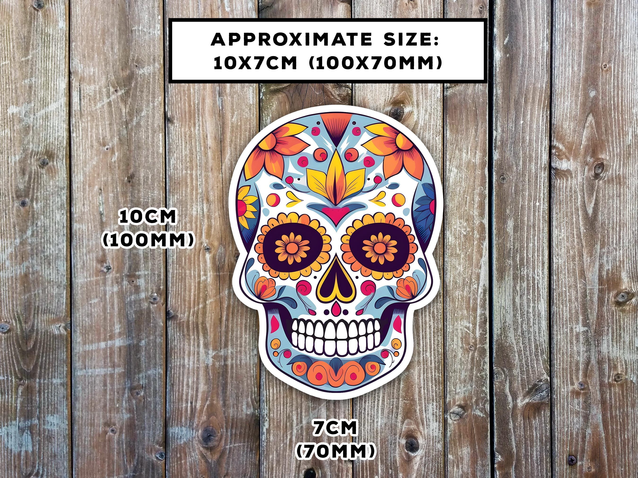 Sugar Skull Vinyl Sticker // Day of the Dead Bright Colorful Sticker ...