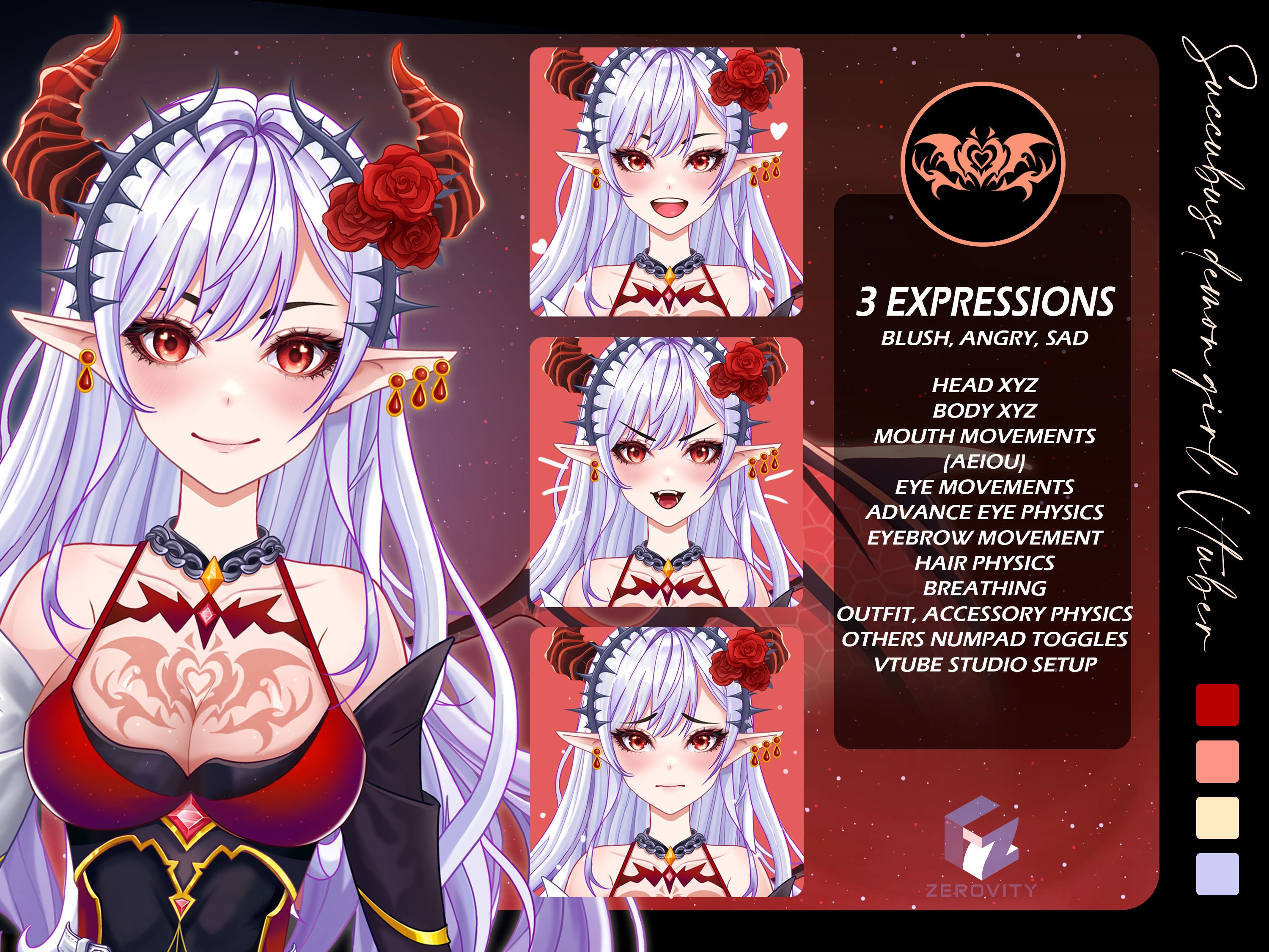 Succubus Demon Girl Live2d Full Body Vtuber Commercial - Etsy Australia