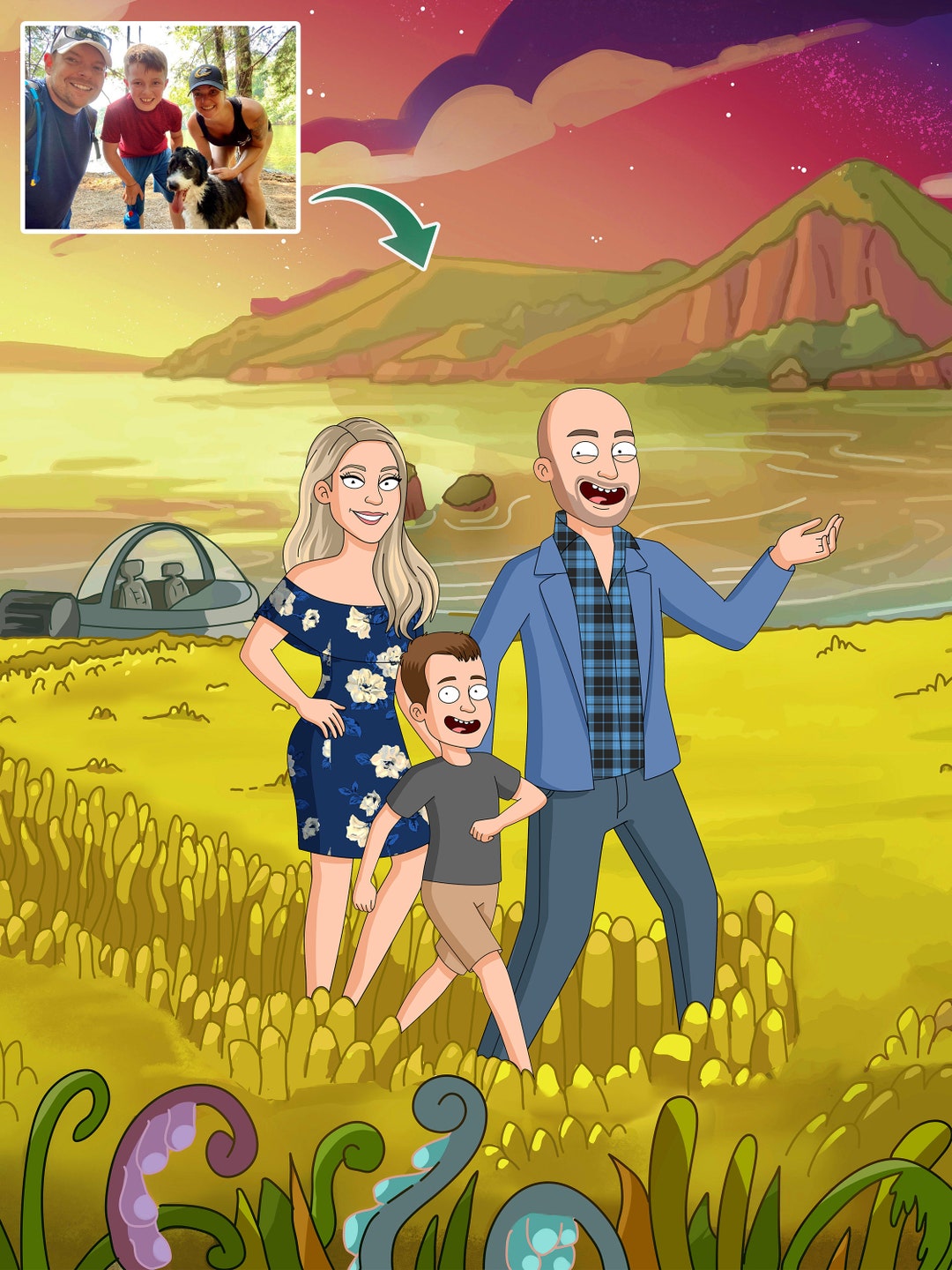 Rick & Morty Sci Fi Custom Portrait FOREST Custom Family Art - Etsy