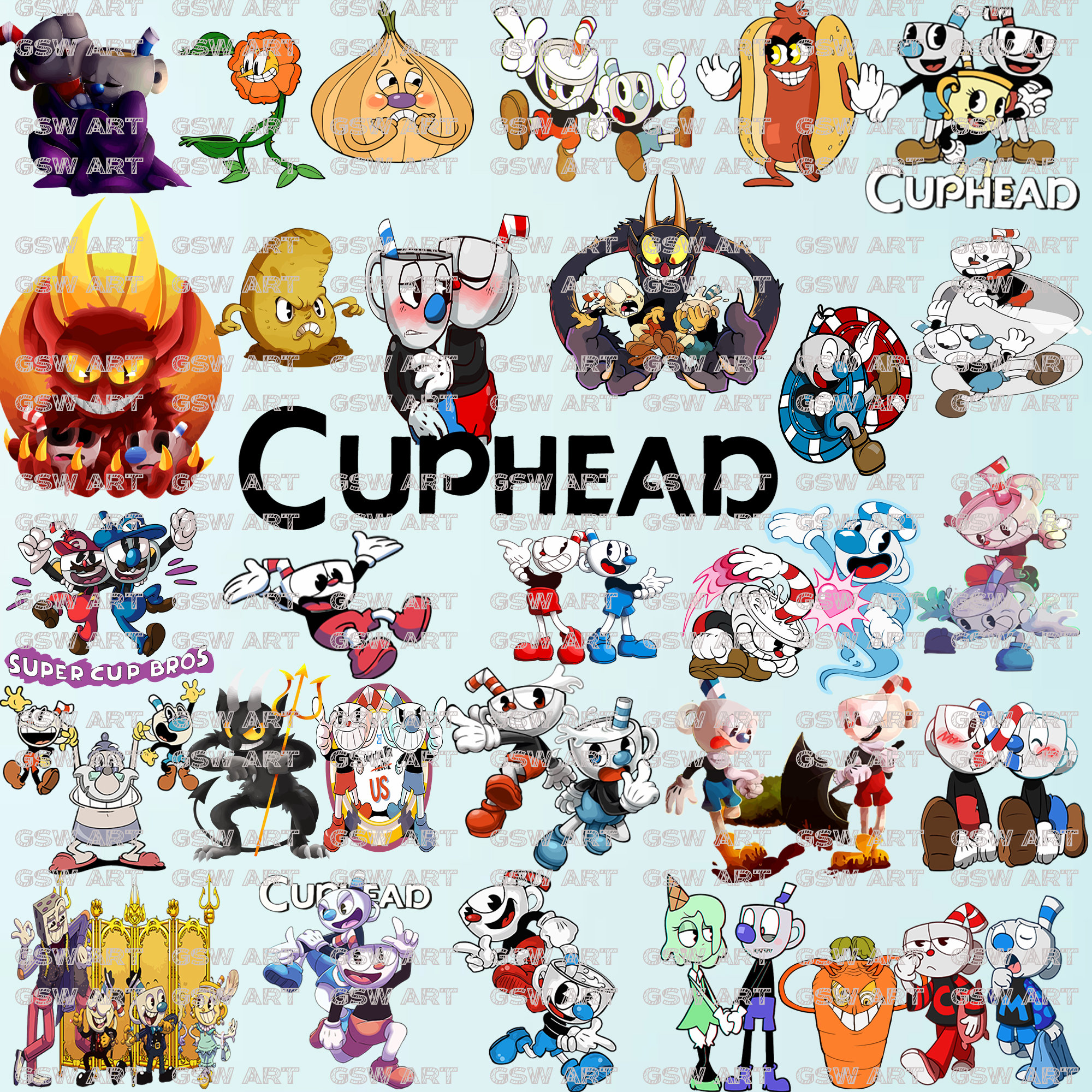 Cuphead Pngsvgpdf Bundle Vector Cricut Silhouette Cut - Etsy UK