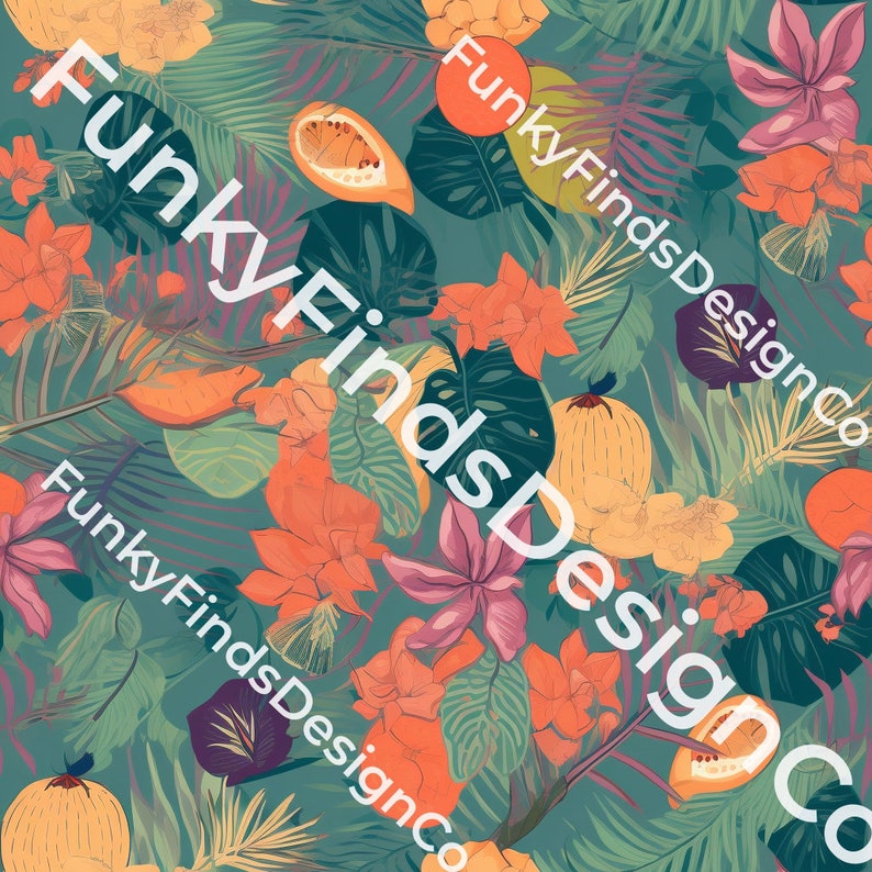 Seamless Summer Patterns - 20 Flower Digital Papers, Tropical Leaves ...