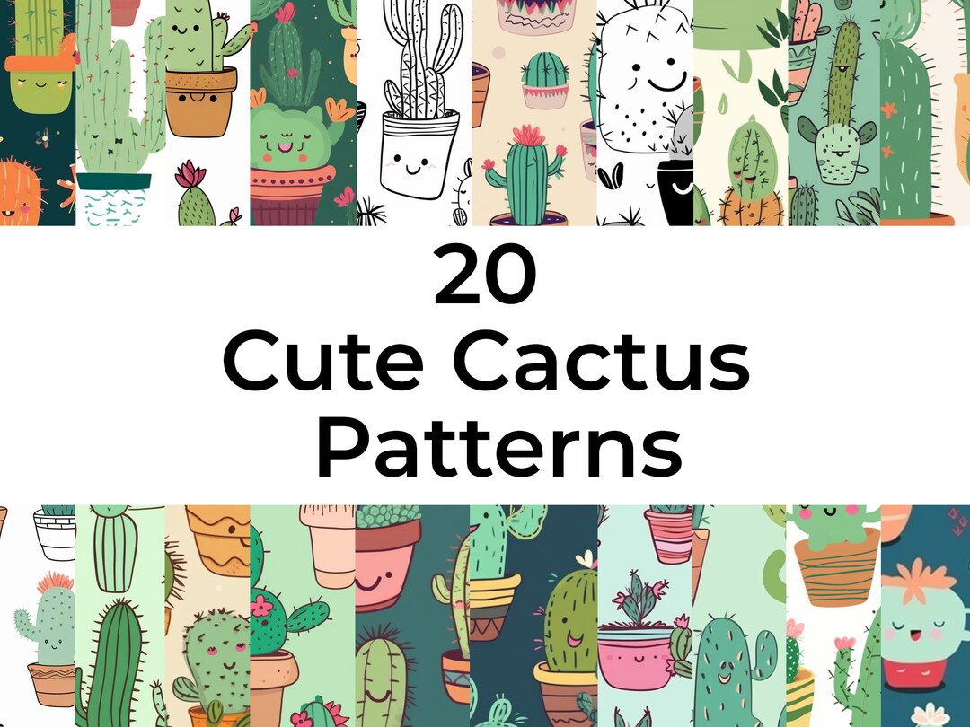 Cute Kawaii Cactus Patterns 20 Seamless Digital Papers Cute - Etsy