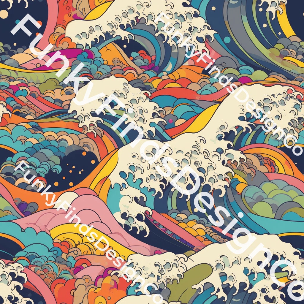 Seamless Wave Patterns - 20 Digital Papers in Vibrant Colors, the Great ...