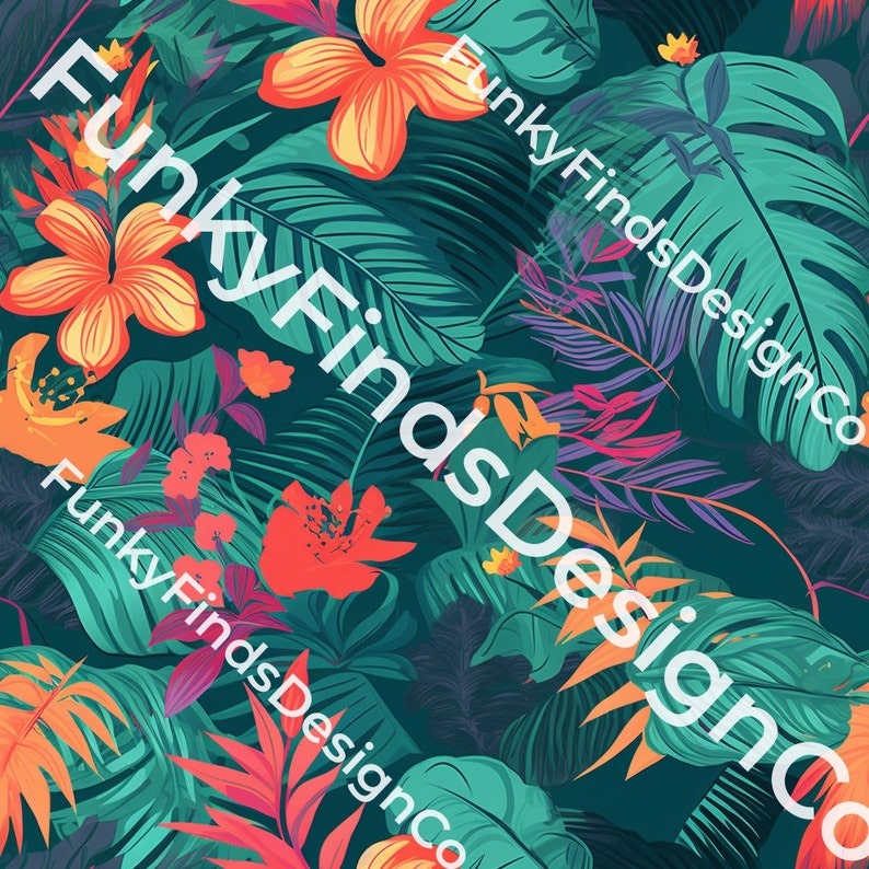 Seamless Summer Patterns - 20 Flower Digital Papers, Tropical Leaves ...