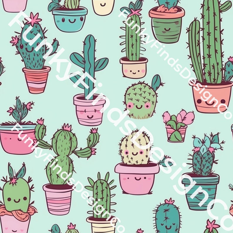 Cute Kawaii Cactus Patterns 20 Seamless Digital Papers Cute - Etsy
