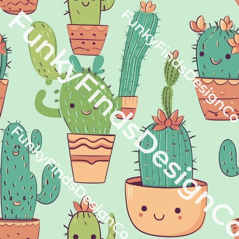 Cute Kawaii Cactus Patterns 20 Seamless Digital Papers Cute - Etsy