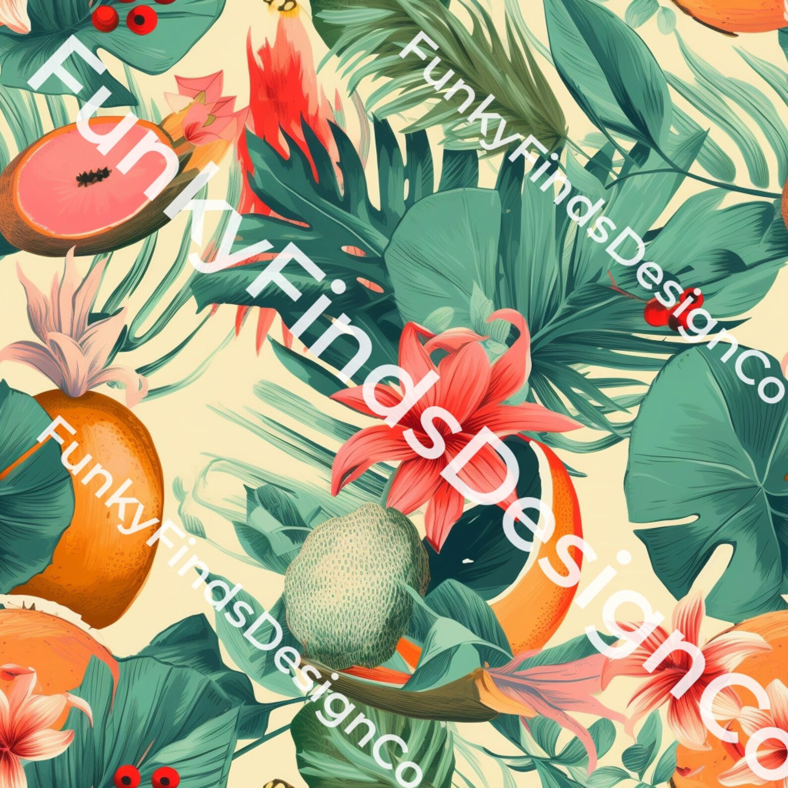 Seamless Summer Patterns - 20 Flower Digital Papers, Tropical Leaves ...