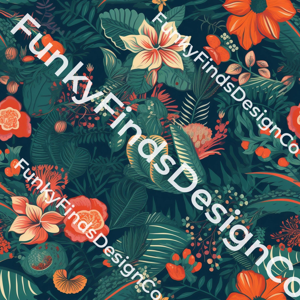 Seamless Summer Patterns - 20 Flower Digital Papers, Tropical Leaves ...