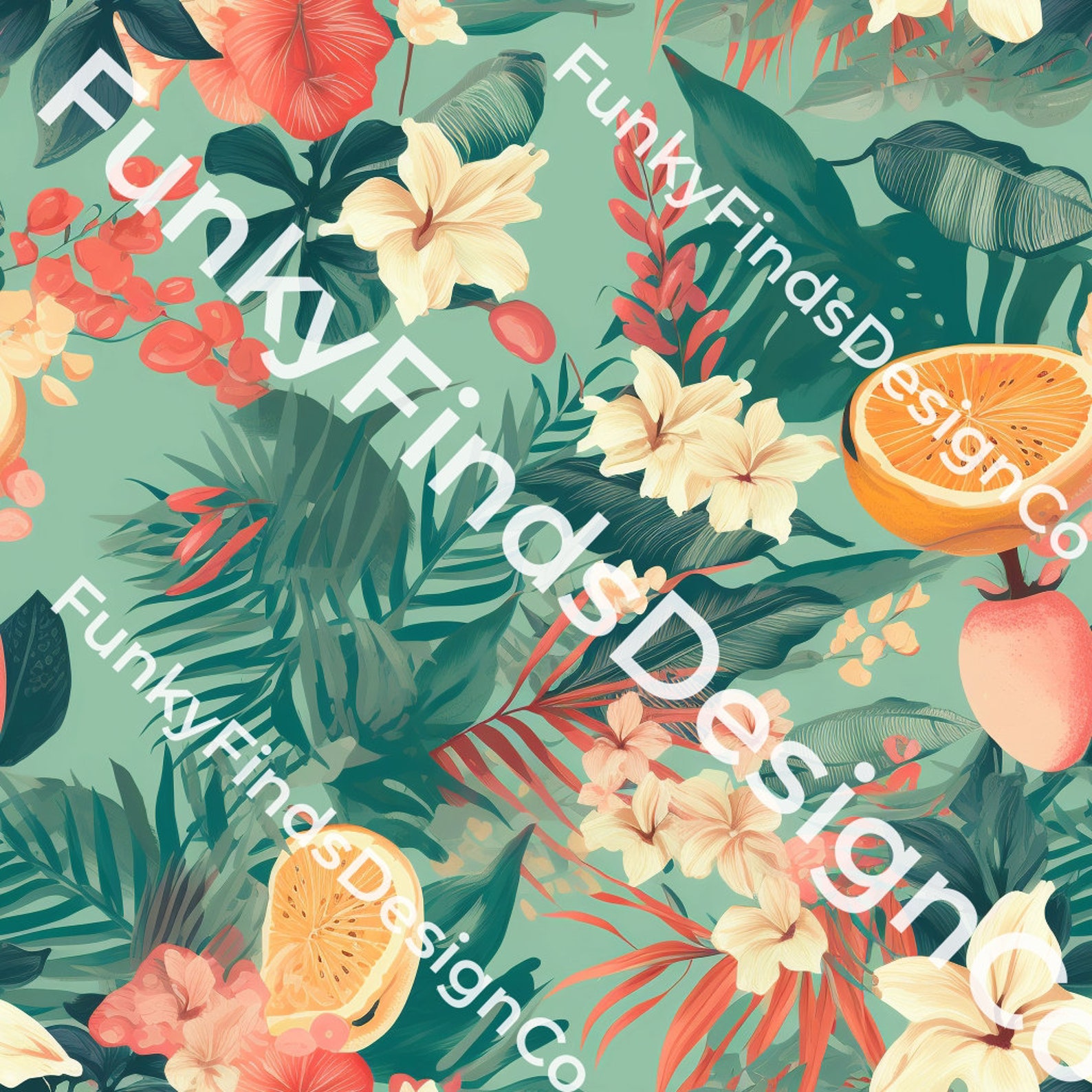 Seamless Summer Patterns - 20 Flower Digital Papers, Tropical Leaves ...