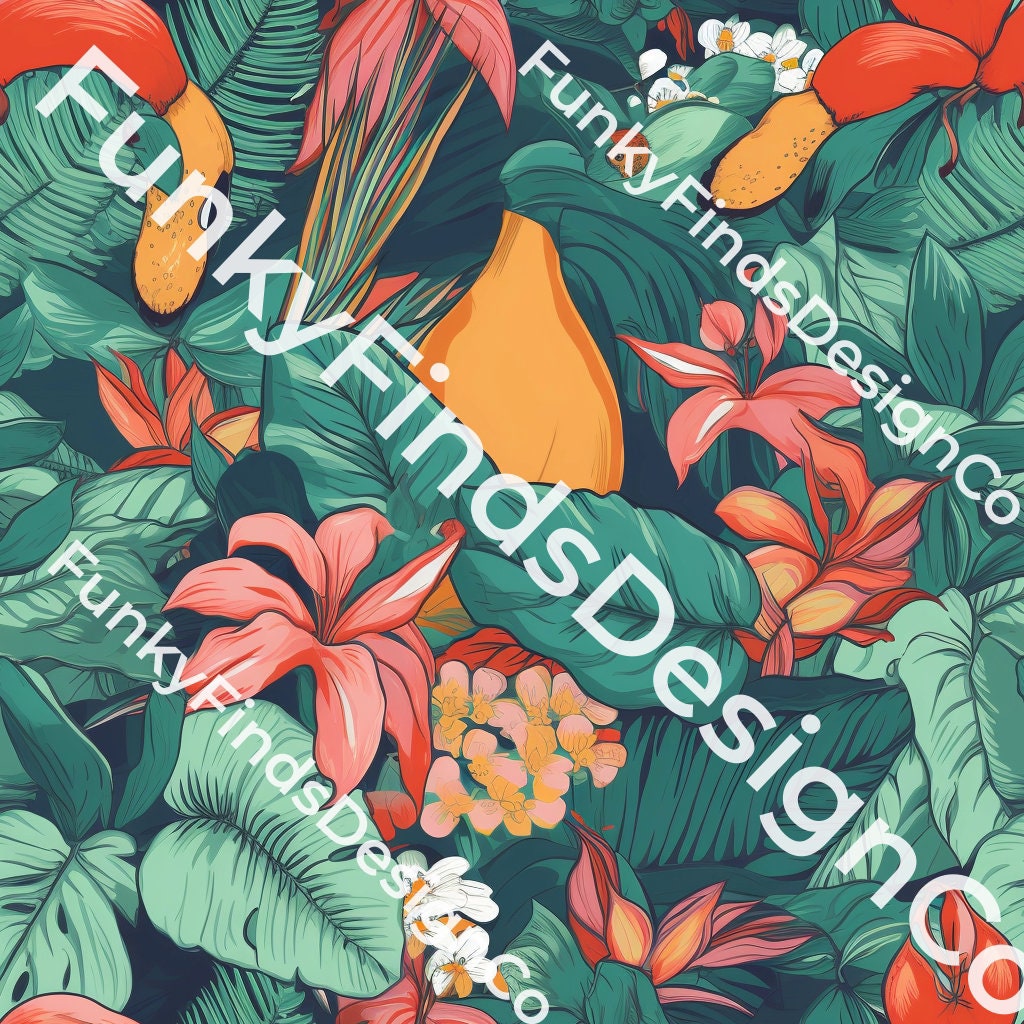 Seamless Summer Patterns - 20 Flower Digital Papers, Tropical Leaves ...