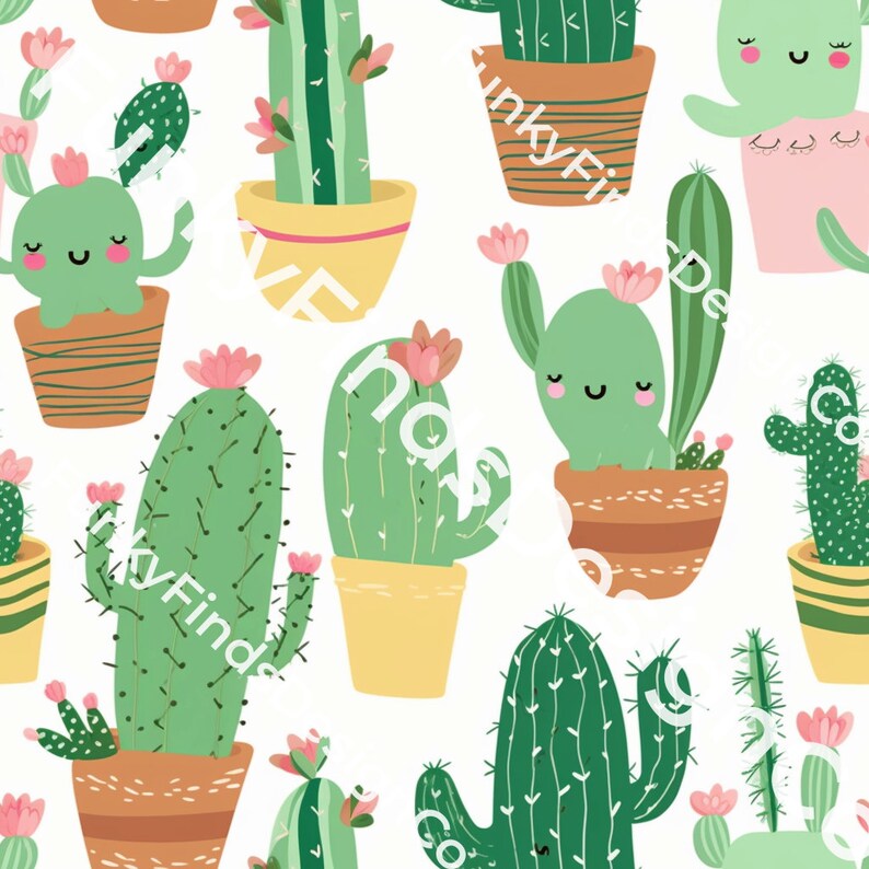 Cute Kawaii Cactus Patterns 20 Seamless Digital Papers Cute - Etsy