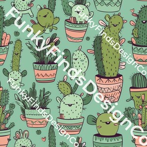 Cute Kawaii Cactus Patterns - 20 Seamless Digital Papers, Desert Theme ...