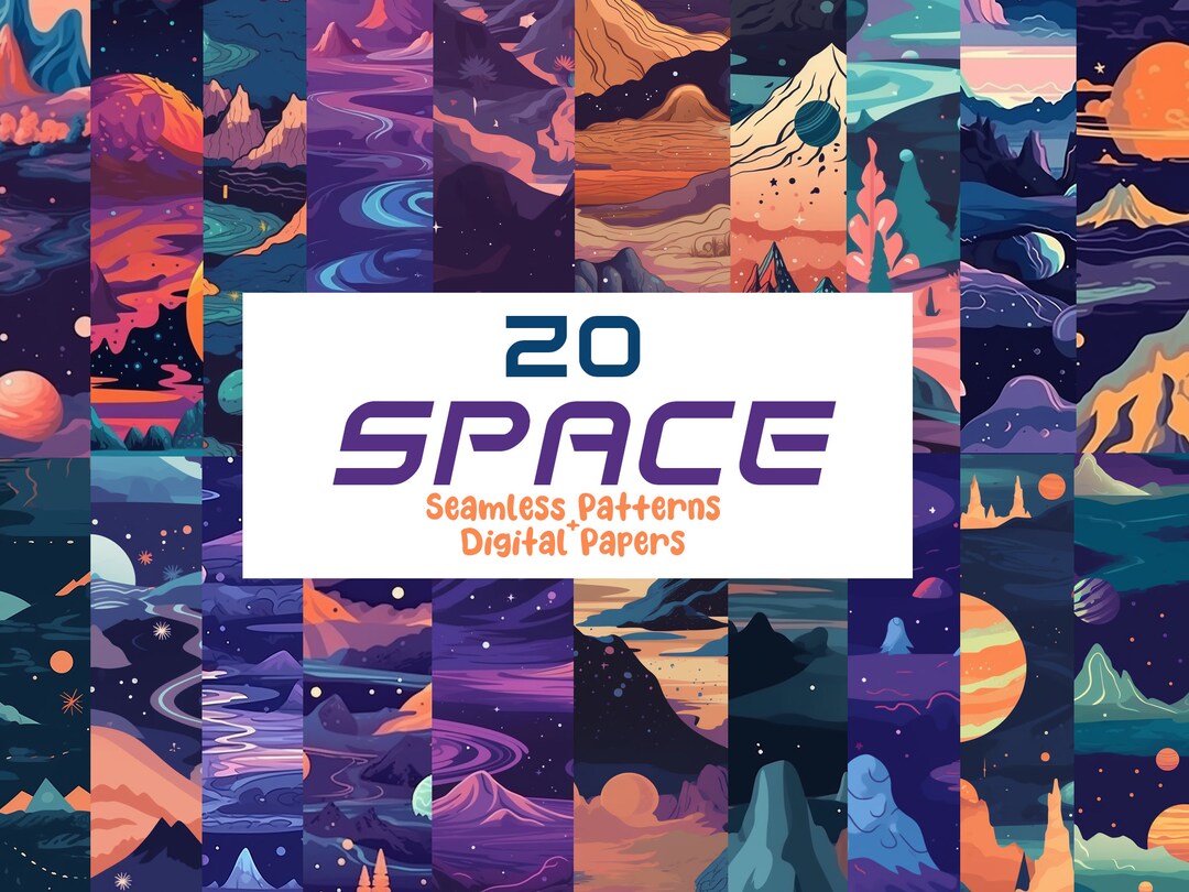 Seamless Space Patterns - 20 Pack of Galaxy Digital Papers, Sci-fi ...