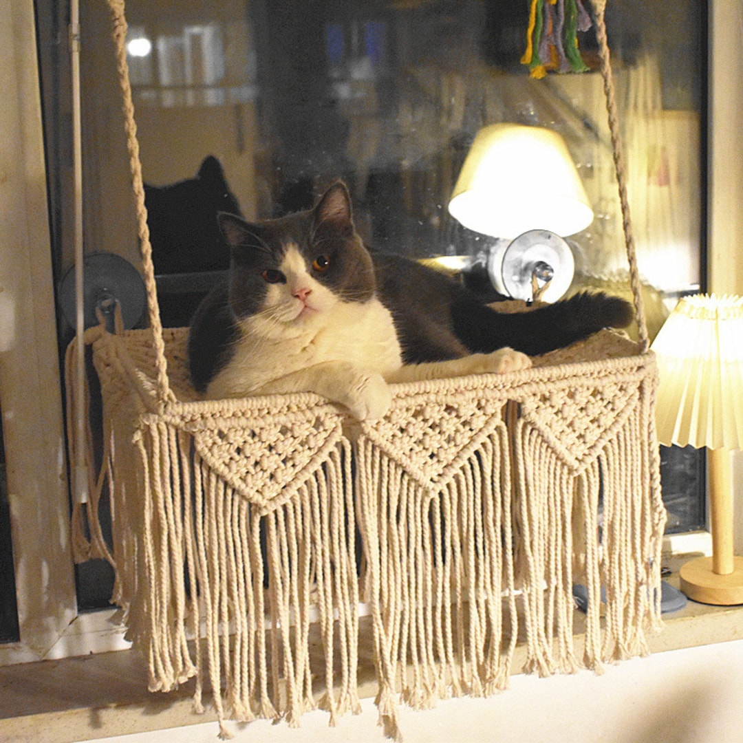 Comfy Cat Window Perch Macrame Cat Hammock for Wall or - Etsy UK
