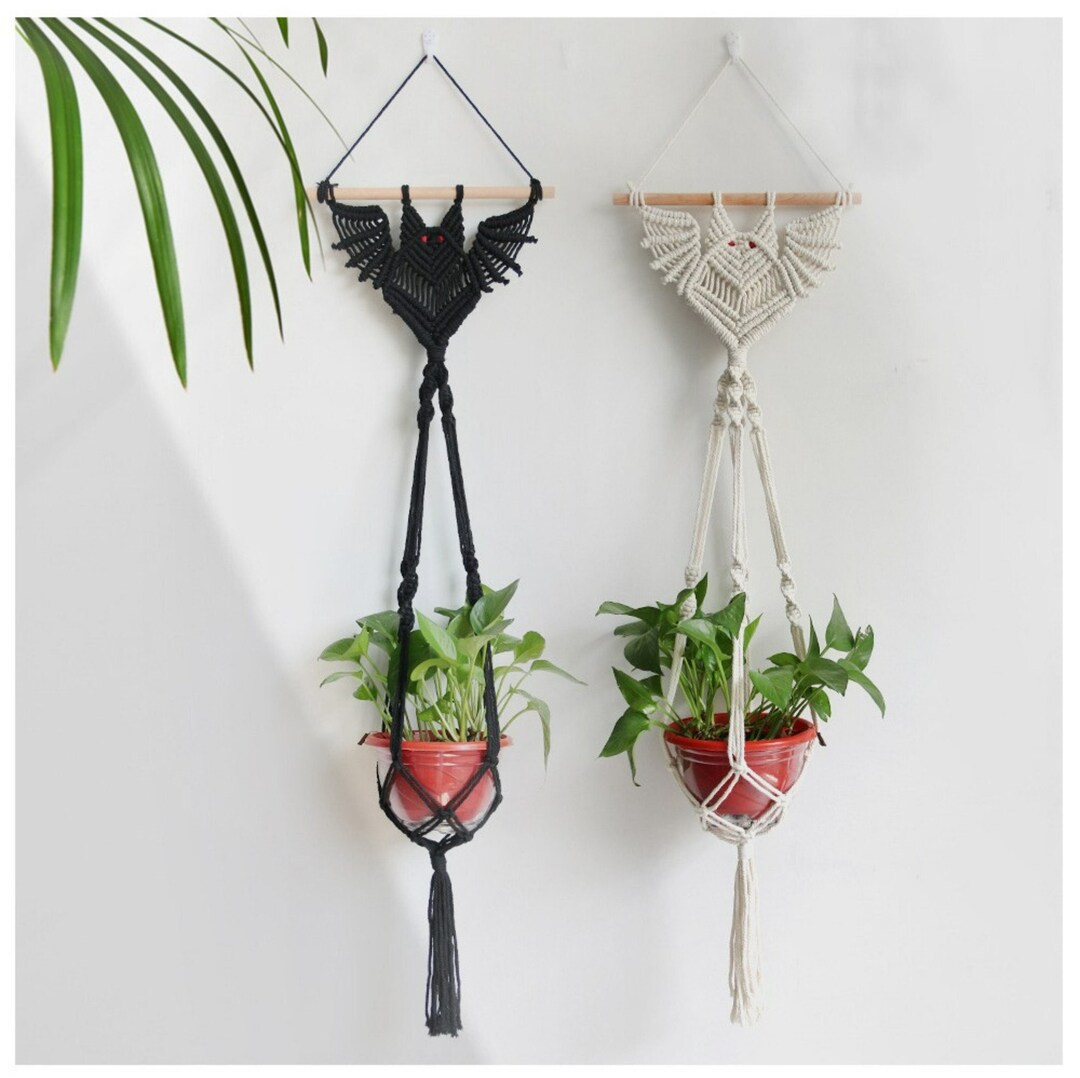 Gothic Bat Wall Planter Halloween Macrame Planter Holder Wall - Etsy