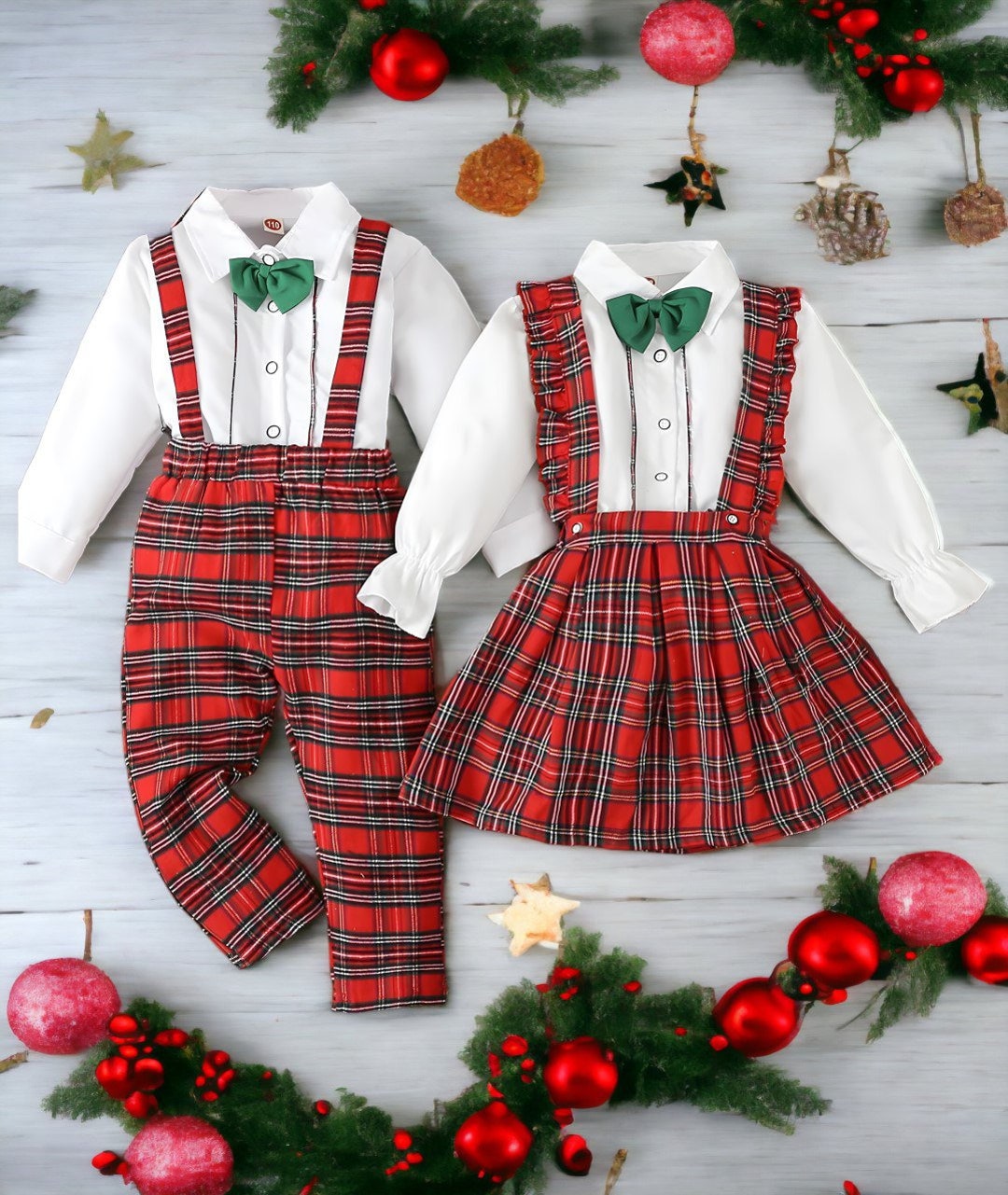 Brother and Sister Matching Christmas Outfit Necktie Shirts - Etsy