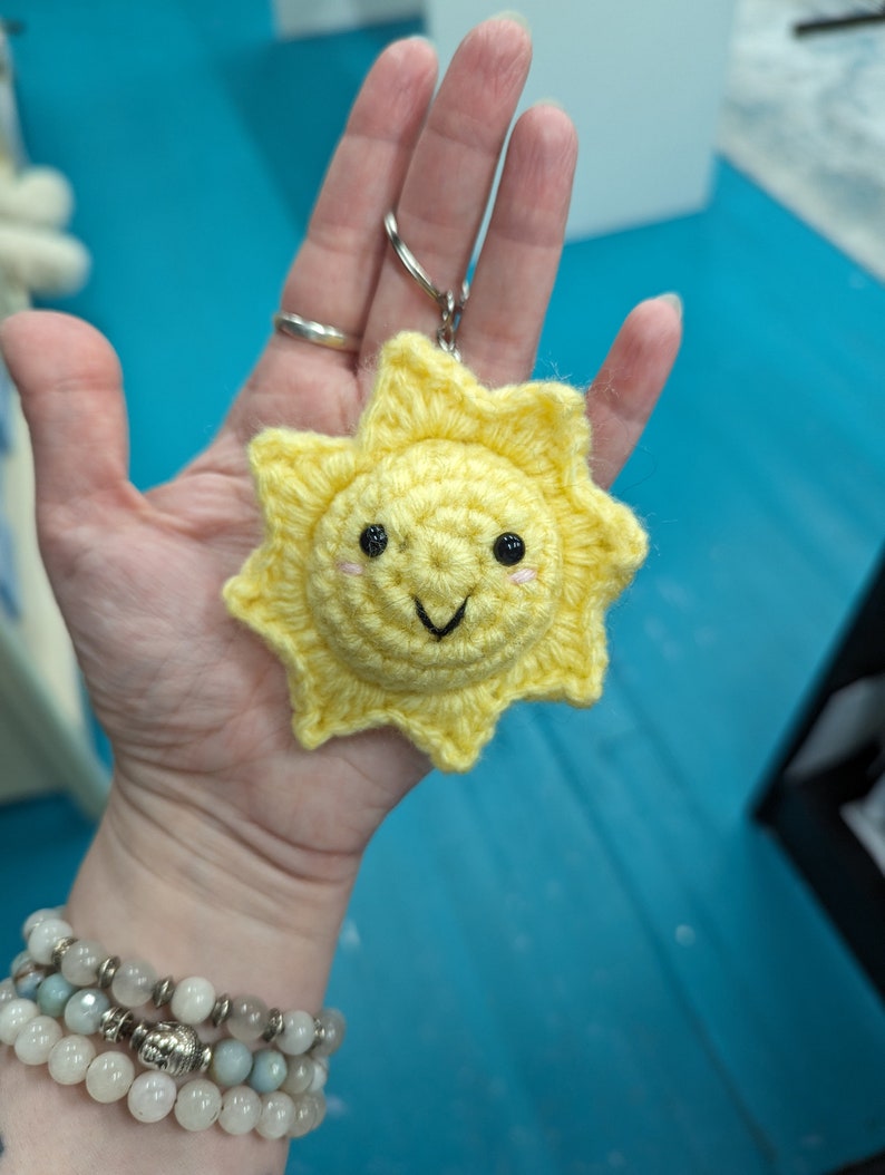 Crochet Kawaii Sun Keychain - Etsy