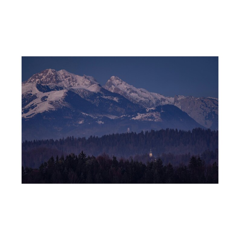 Blue Hour: Slovenia's Forests Meet Snowy Alps After Sunset, Premium ...