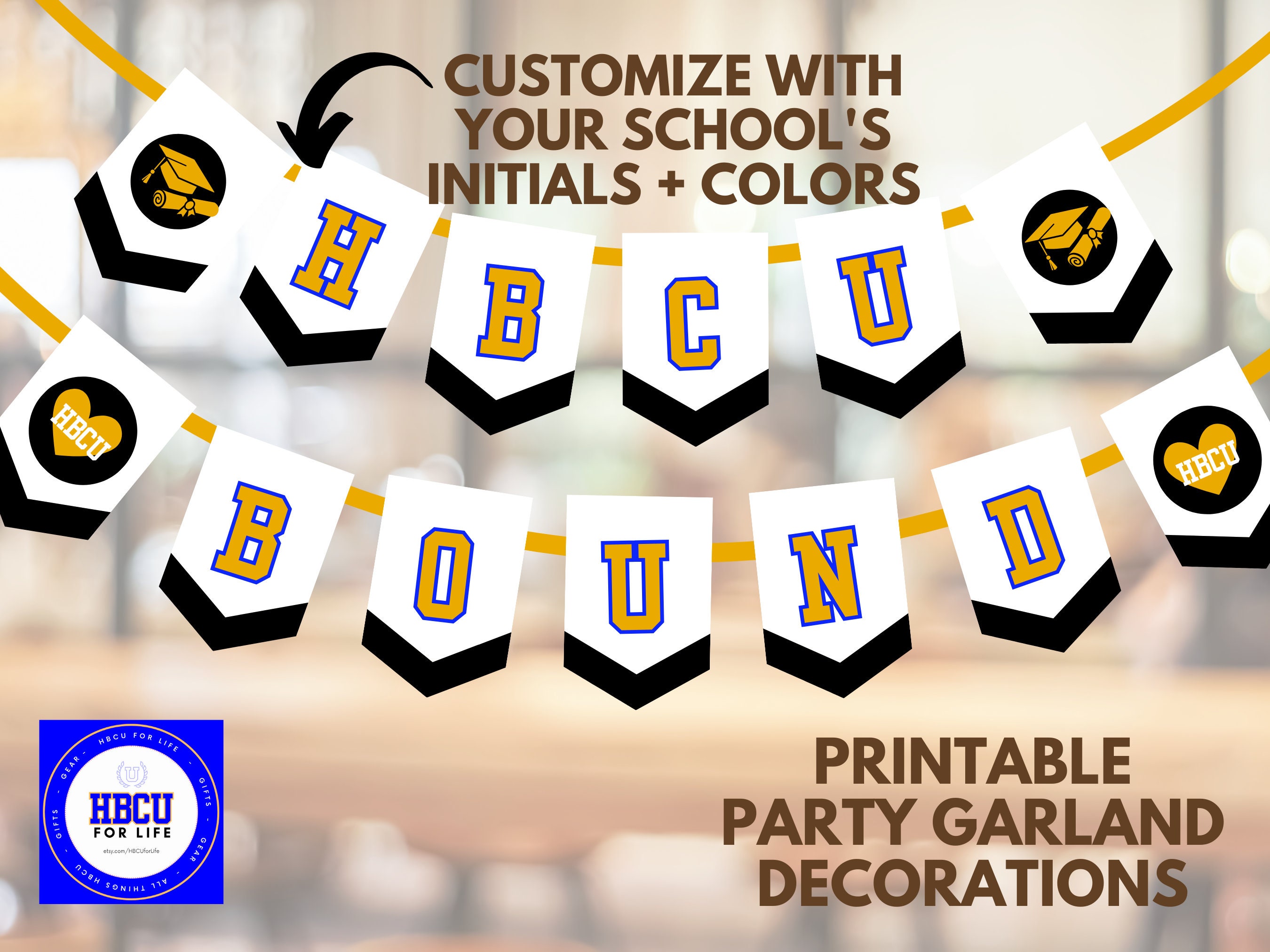 Printable HBCU College Bound Graduation Party Garland - Customize With ...