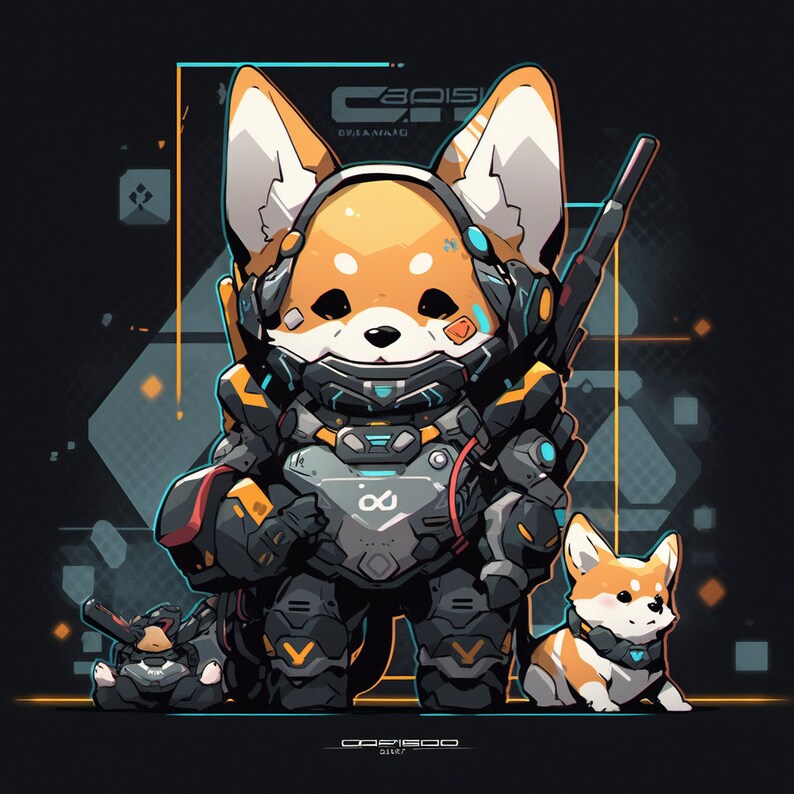 Corgi Custom Digital Art, Cyberpunk and Corgi, Cyberdog - Etsy
