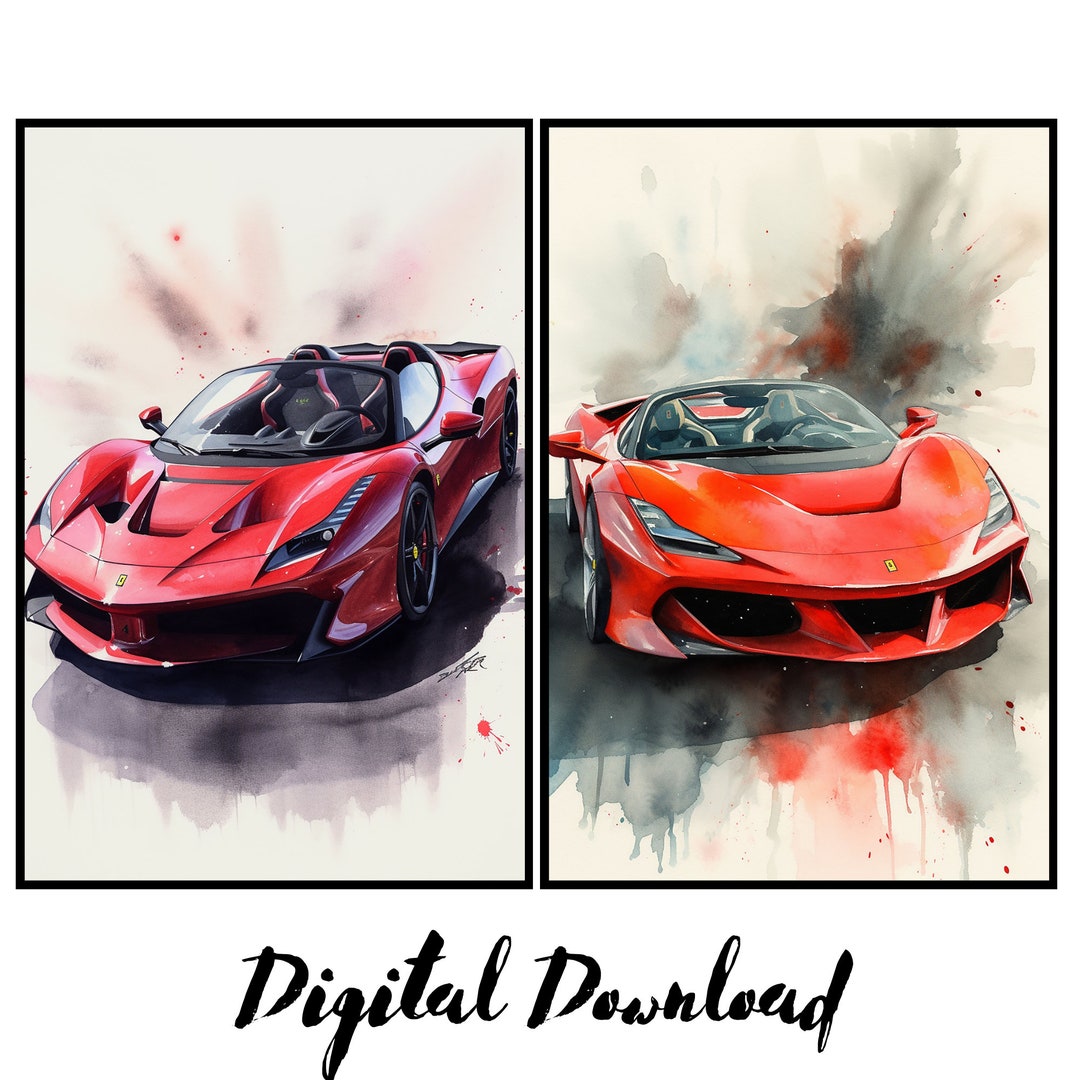 Ferrari SF90 Spider Digital Art | Watercolor Print | Exquisite Car ...