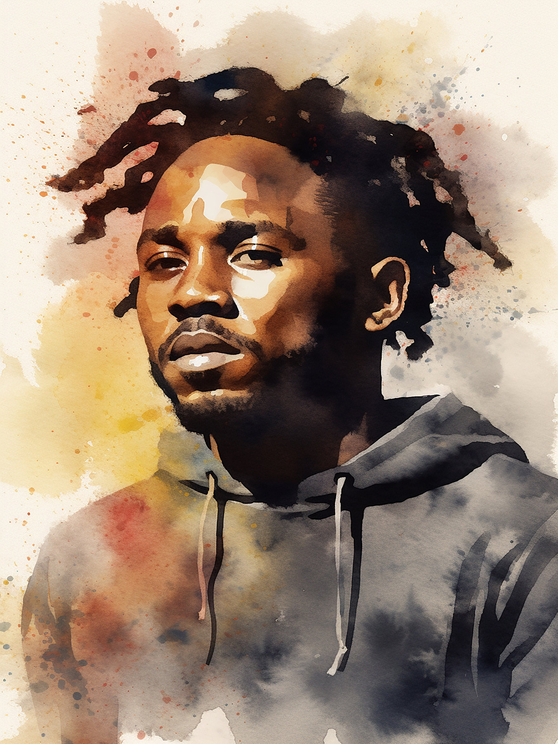 Kendrick Lamar Digital Art Watercolor Portraits Unique Pop Art Design