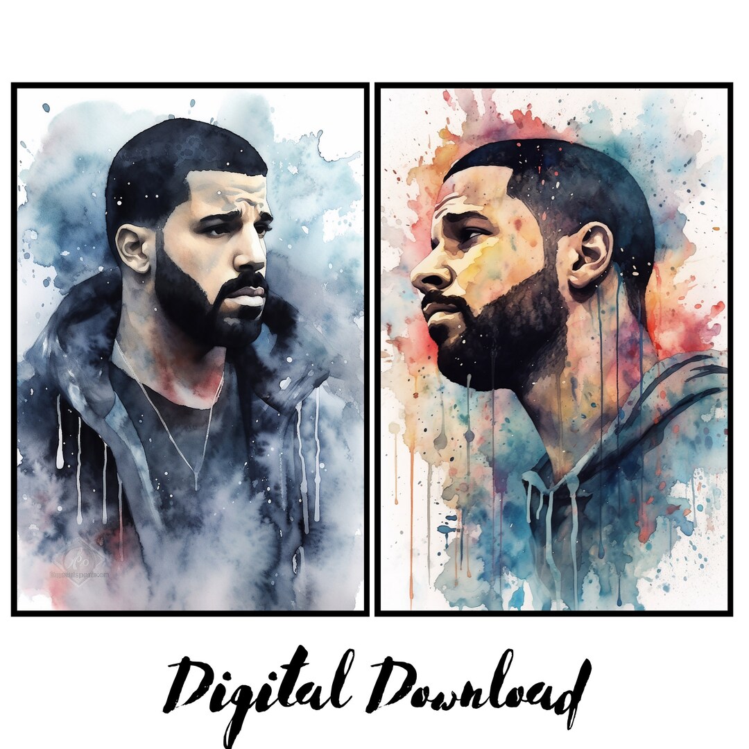 Drake Digital Art | Watercolor Portraits | Unique Pop Art Design ...