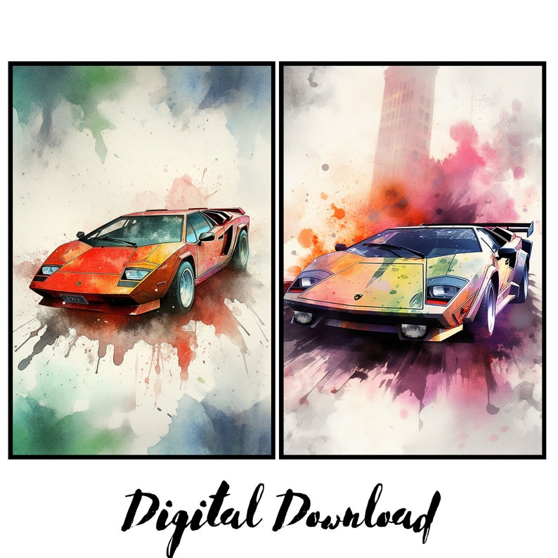 Lamborghini Countach LPI 800-4 Digital Art Watercolor Print - Etsy